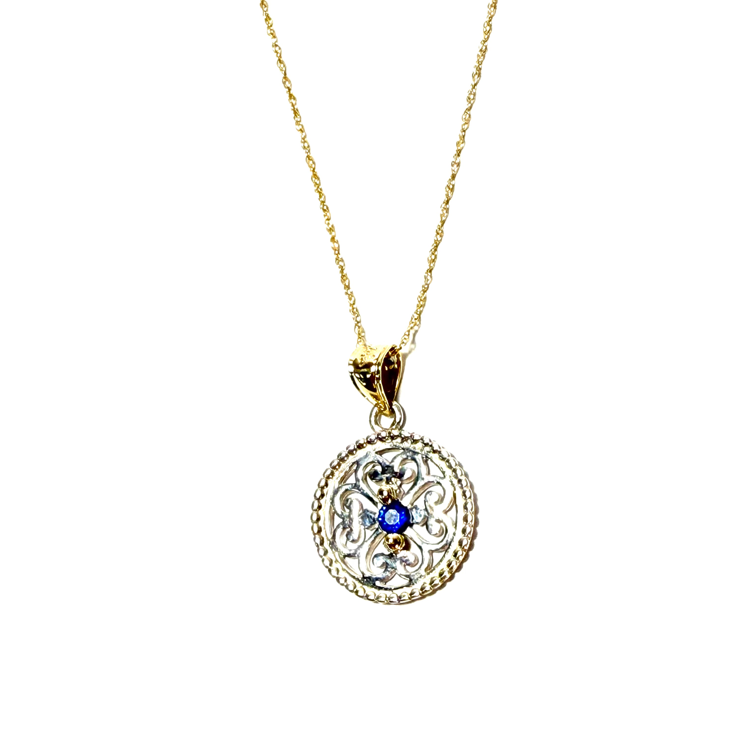 14kt Gold & Sterling Sapphire Artisan Gate Necklace – Dacuba's Fine Jewelry